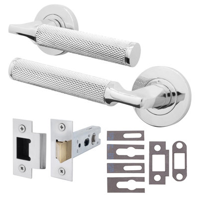 AFIT Chrome Fire Door Handle and Latch Set, Polished Chrome Internal ...