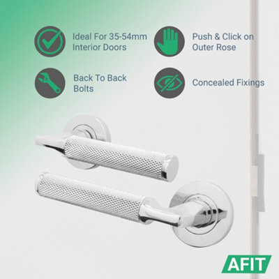 AFIT Chrome Fire Door Handle and Latch Set, Polished Chrome Internal ...