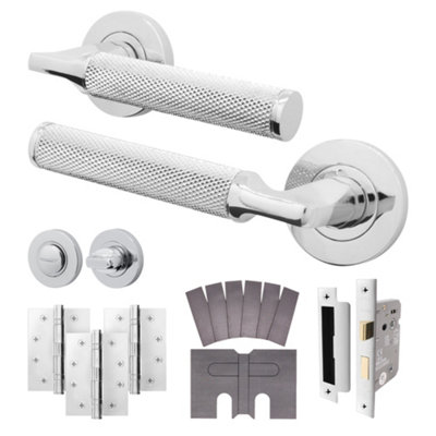 AFIT Chrome Fire Door Handle Bathroom Set Polished Internal Fire Rated ...
