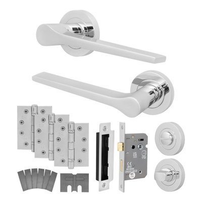 AFIT Chrome Fire Door Handle Bathroom Set, Polished Internal Fire Rated ...