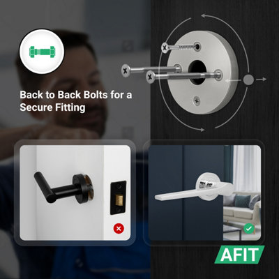 AFIT Chrome Fire Door Handle Bathroom Set, Polished Internal Fire Rated ...