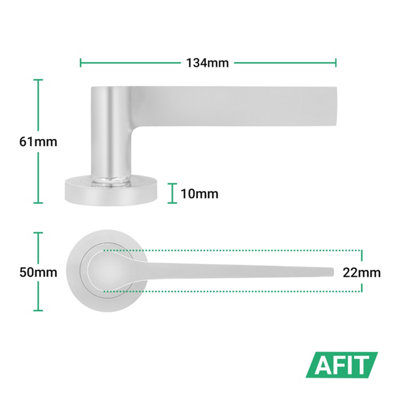 AFIT Chrome Fire Door Handle Bathroom Set, Polished Internal Fire Rated ...