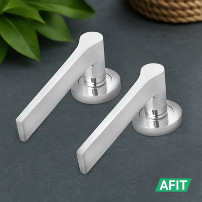 AFIT Chrome Fire Door Handle Bathroom Set, Polished Internal Fire Rated ...