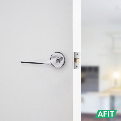 AFIT Chrome Fire Door Handle Latch Set, Polished Chrome Internal Fire ...