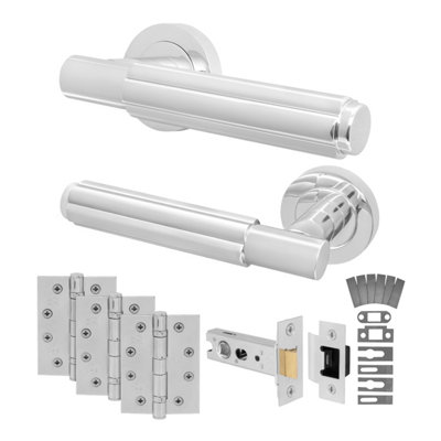 AFIT Chrome Fire Door Handle Latch Set, Polished Chrome Internal Fire ...