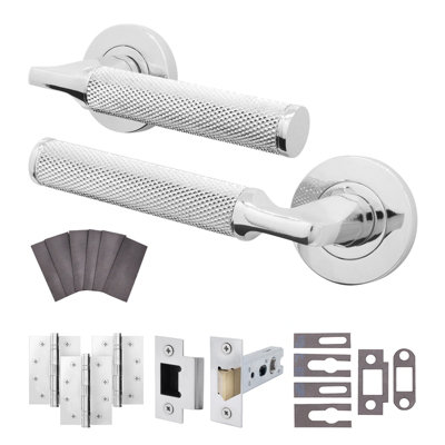 AFIT Chrome Fire Door Handle Latch Set Polished Internal Fire Rated ...