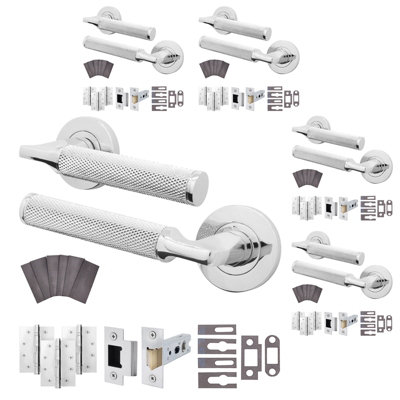 AFIT Chrome Fire Door Handle Latch Set Polished Internal Fire Rated ...