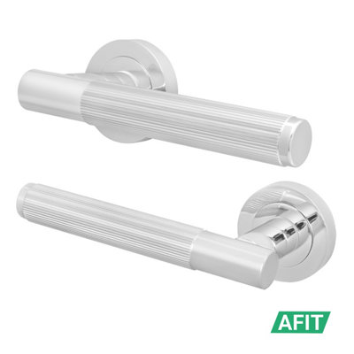 AFIT Chrome Fire Door Handle, Polished Chrome Internal Lever on Rose ...