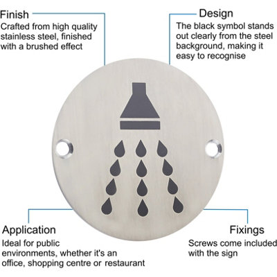 AFIT Circular Shower Sign 76mm x 1.5mm Screw Fixed | DIY at B&Q