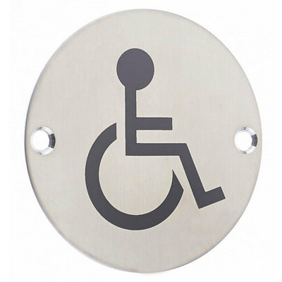 AFIT Circular Wheelchair Sign 76mm x 1.5mm Screw Fixed