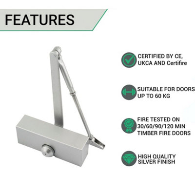 AFIT Door Closer Overhead Fire Doors Reversible Push or Pull Side Power ...