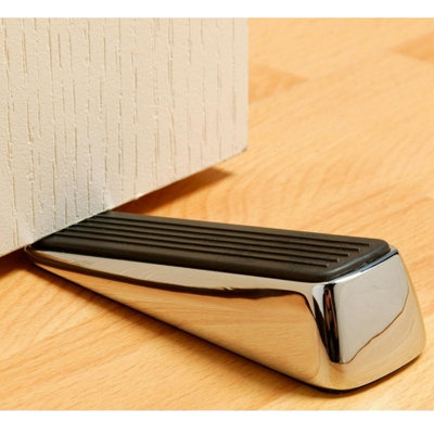 AFIT Door Wedge Polished Chrome Pack of 2 Metal Floor Foot Wedge Stop ...