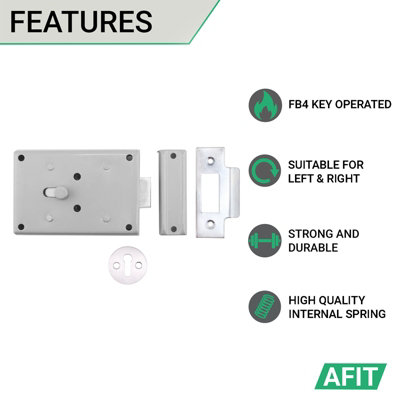 AFIT FB Lock FB4 Fire Brigade Rim Slam Lock With 1 Key Bin Store Gate ...