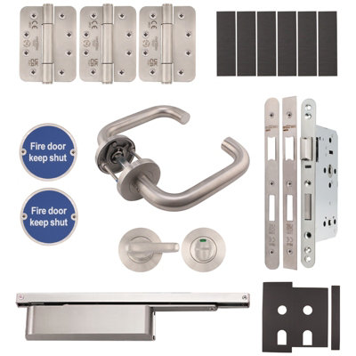 AFIT Fire Door Kit - Bathroom Cubicle Door - Severe Duty - Satin ...