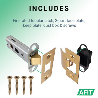 AFIT Fire Rated Tubular Latch - Satin Brass 102mm / 4 Inch Tubular ...