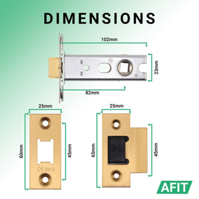 AFIT Fire Rated Tubular Latch - Satin Brass 102mm / 4 Inch Tubular ...