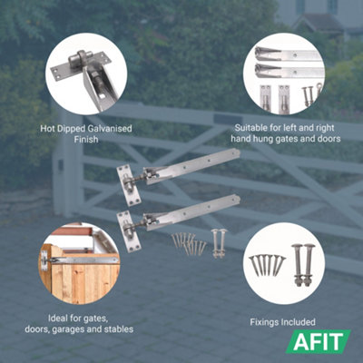 AFIT Galvanised Adjustable Gate Hinges - 600mm / 24 Inch Heavy Duty ...