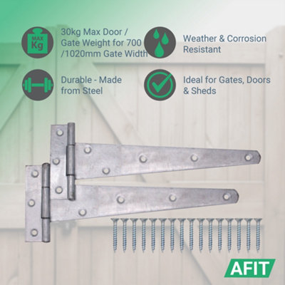 AFIT GALVANISED GATE TEE HINGES - 350MM / 14 INCH HEAVY DUTY T HINGES ...