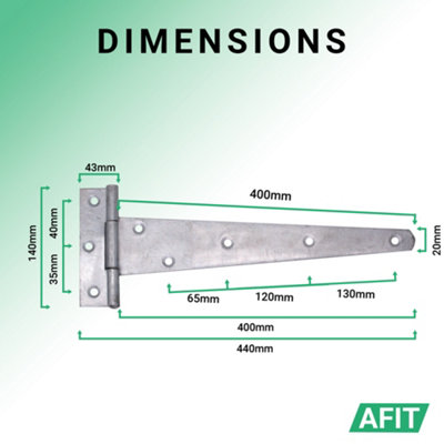 AFIT Galvanised Gate Tee Hinges - 400mm / 16 Inch Extra Heavy Duty T ...