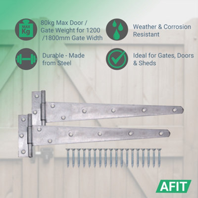 AFIT Galvanised Gate Tee Hinges - 600mm / 24 Inch Extra Heavy Duty T ...