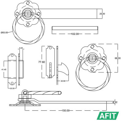 AFIT Galvanised Ring Gate Latch Set, 6 Inch / 150mm Heavy Duty Auto ...