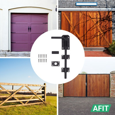 AFIT Gate Bolt Drop Down Pattern Heavy Duty Black 12 Inch 300mm Gates ...