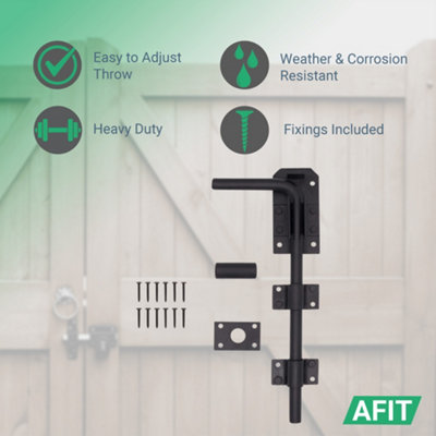 AFIT Gate Bolt Drop Down Pattern Heavy Duty Black 18 Inch 450mm Gates ...