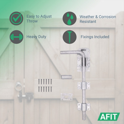 AFIT Gate Drop Bolt - Heavy Duty Galvanised 18 Inch / 450mm Gate ...