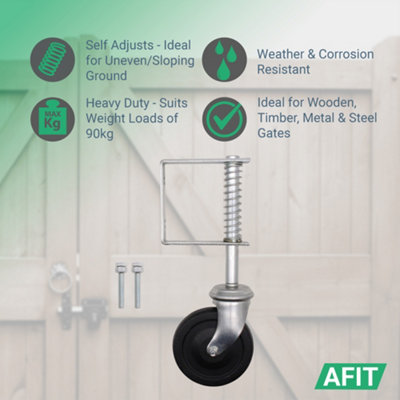 AFIT Gate Wheel - Heavy Duty Spring Loaded Gate Support Wheel ...
