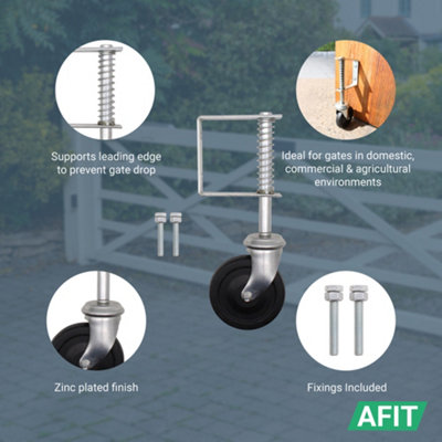 AFIT Gate Wheel - Heavy Duty Spring Loaded Gate Support Wheel ...