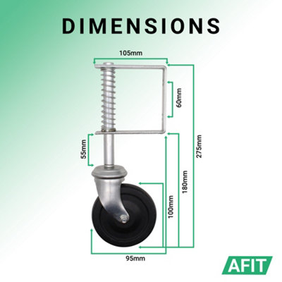 AFIT Gate Wheel - Heavy Duty Spring Loaded Gate Support Wheel ...