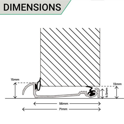 AFIT Gold Door Threshold Seal - 56mm Inward Opening - 1829mm