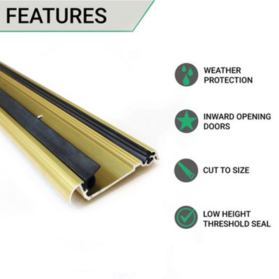 AFIT Gold Door Threshold Seal Draught Excluder - 56mm Inward Opening ...