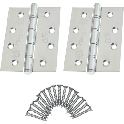 AFIT Grade 7 Polished Stainless Steel Washered Hinges - 101.6 x 76.2 x ...