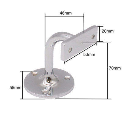 AFIT Handrail Bracket Polished Chrome Pack 4 Banister Brackets Stair Banister Wall Handrail 63mm