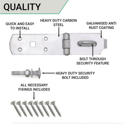 AFIT Heavy Duty Secure Bolt On Hasp & Staple 8 inch - Galvanised