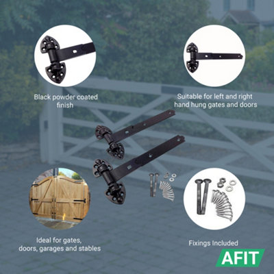 AFIT Heavy Reversible Gate Hinges, Heavy Duty 250mm / 10 Inch Black ...