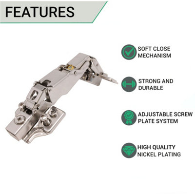 AFIT Kitchen Cabinet Hinge 35mm Clip On Sprung Soft Close Hinge Full ...