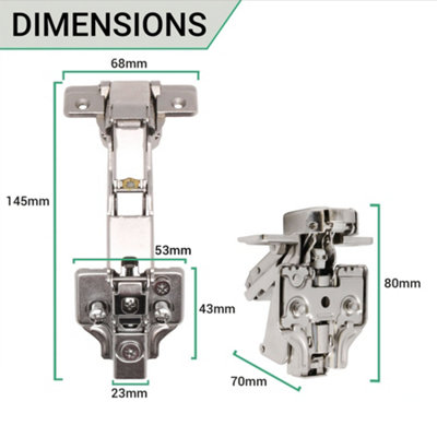 AFIT Kitchen Cabinet Hinge 35mm Clip On Sprung Soft Close Hinge Full ...