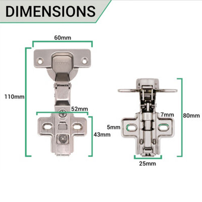 AFIT Kitchen Cabinet Hinge 35mm Clip On Sprung Soft Close Hinge Half ...