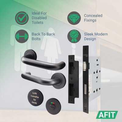 AFIT Lift to Lock Handle Set - Disabled Toilet Lock Set with DIN Lock ...