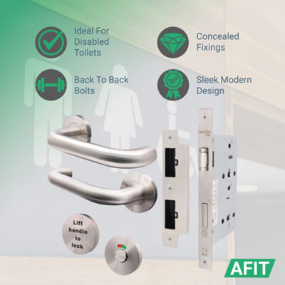 AFIT Lift to Lock Handle Set - Disabled Toilet Lock Set with DIN Lock ...