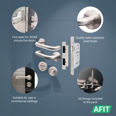 AFIT LIFT TO LOCK HANDLE SET - DISABLED TOILET LOCK SET WITH DIN LOCK ...