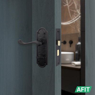 AFIT Matt Black Bathroom Lock - Fire Rated & CE Approved Mortice Door ...