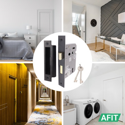 AFIT MATT BLACK SASHLOCK - FIRE RATED & CE APPROVED MORTICE DOOR LOCK ...