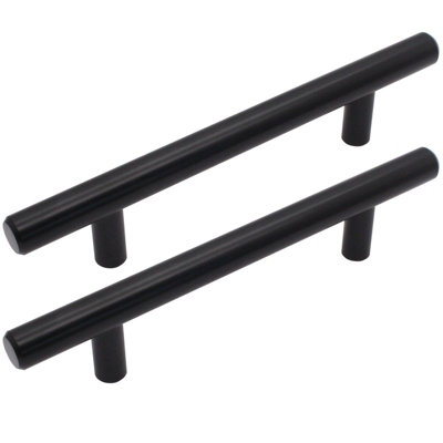 AFIT Matt Black T-Bar Cupboard D Handle - 188x12mm 128mm Centres - Pack ...