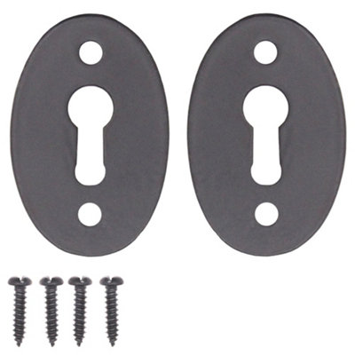 AFIT Oval Key Hole Cover Escutcheon - 50x34mm - Black Antique Iron ...