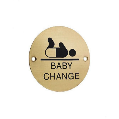 AFIT Polished Brass Baby Change Sign 76mm | DIY at B&Q
