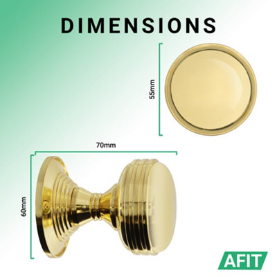 AFIT Polished Brass Door Knobs - Internal Door Knob - Victorian Lined Range