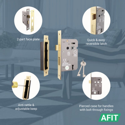AFIT Polished Brass Sashlock - Fire Rated & CE Approved Mortice Door ...